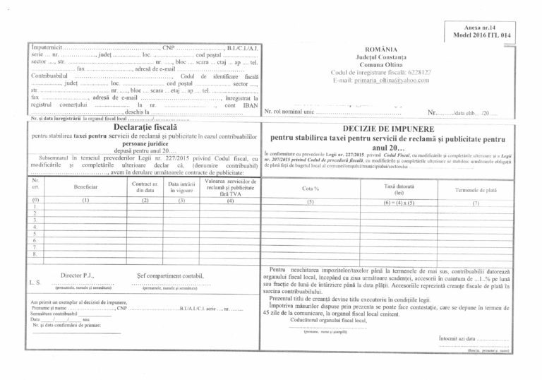 Formulare – Comuna Oltina