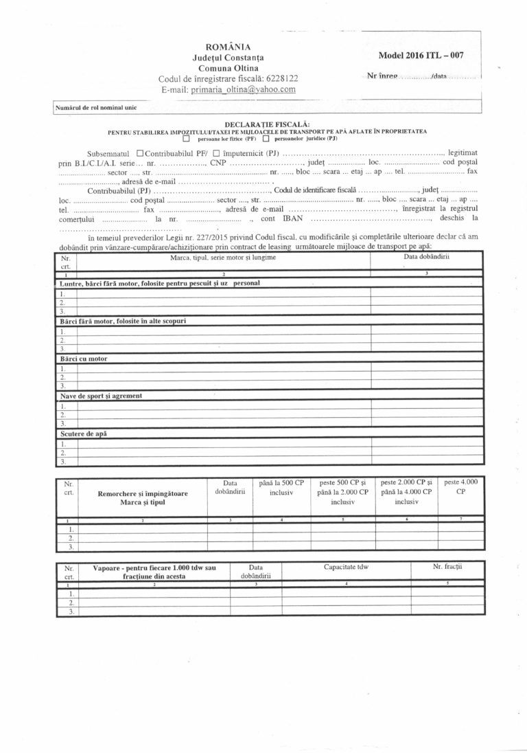 Formulare – Comuna Oltina