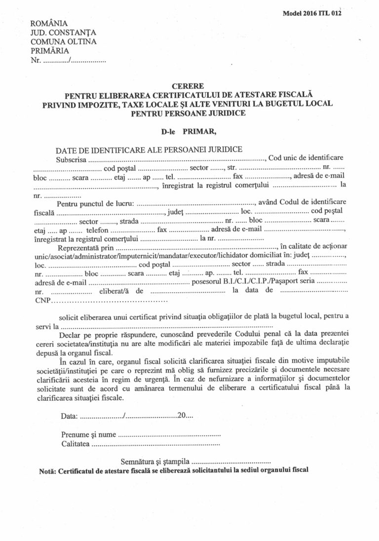 Formulare – Comuna Oltina